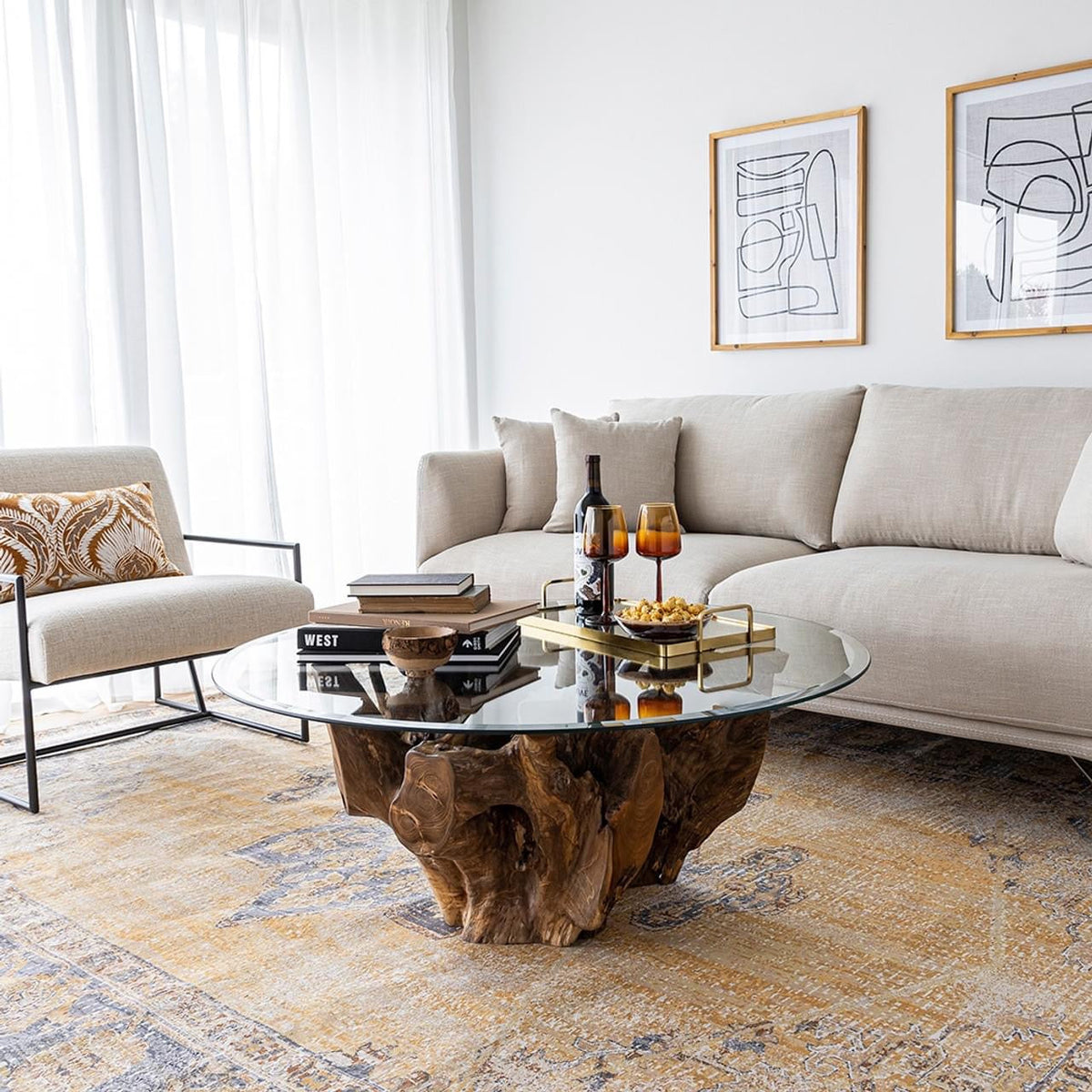 Natura 48" Round Root Coffee Table — Osmond's Furniture