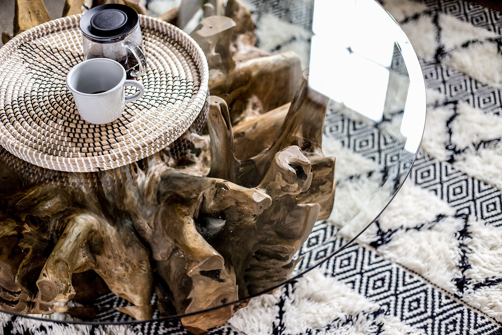 Natura 48" Round Root Coffee Table — Osmond's Furniture